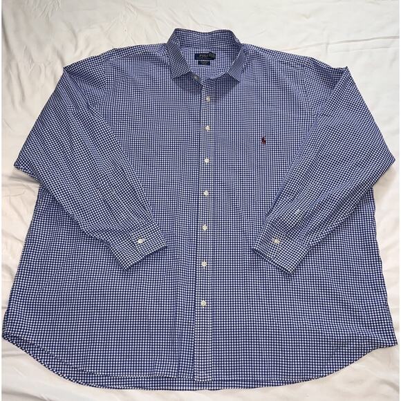 Polo Ralph Lauren | Shirts | Polo Ralph Lauren Shirt Mens Size 3xb Big Blue Gingham Red Pony ...